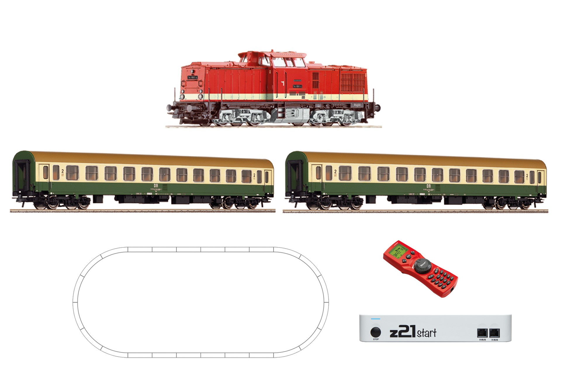 Roco Digital z21 Start Set: Diesel locomotive class 112 and passenger train, DR - EuroTrainHobby