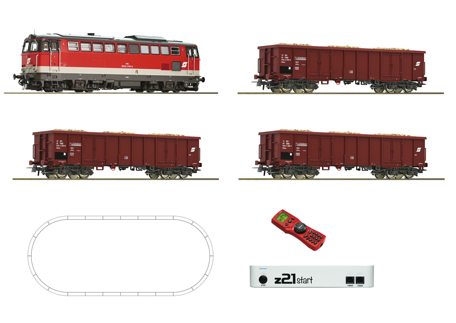 Roco Digital starter set z21: Diesel locomotive series 2043 and freight ...