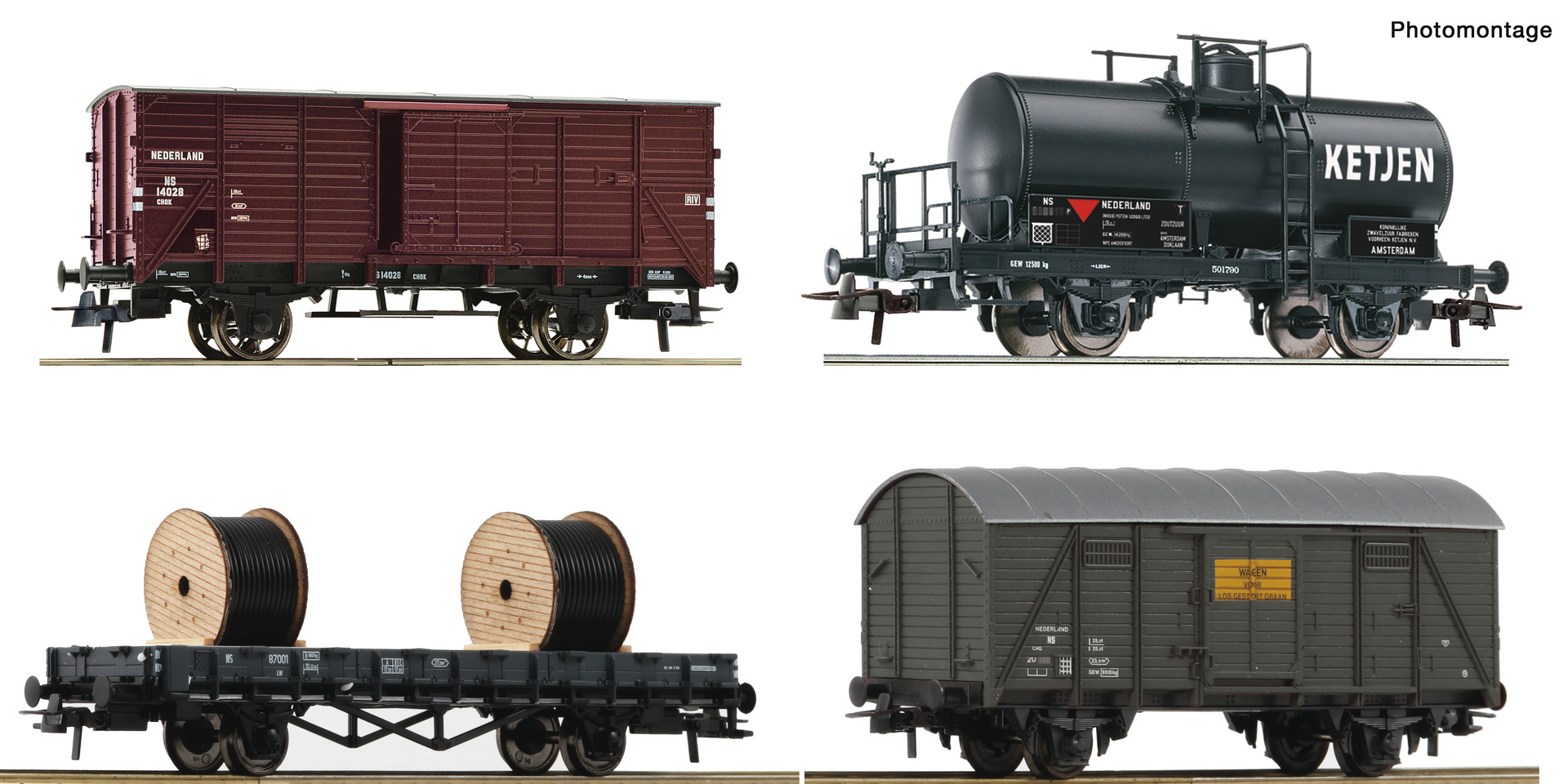 Roco Set of 4 freight cars - EuroTrainHobby